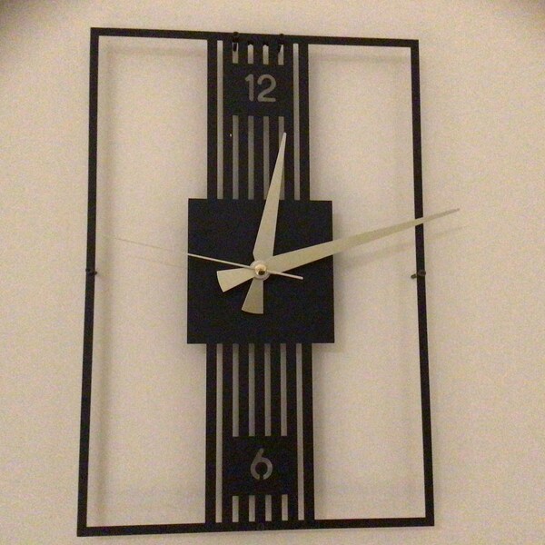 Black Rectangle Metal Wall Clock, Modern Large Wall Clock, Oversize ...