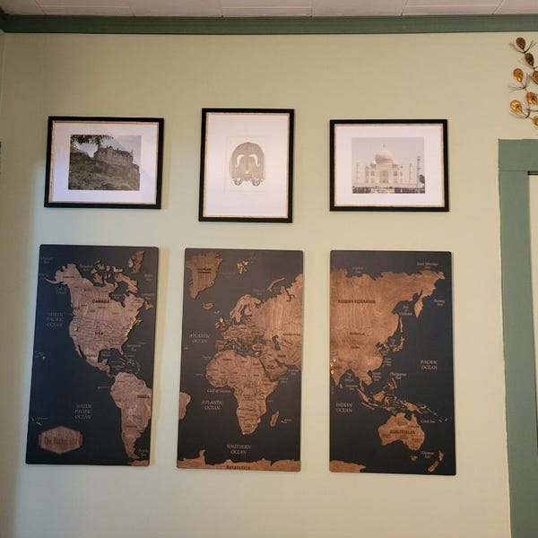 World Map Push Pin Wall Art With FREE Pins, Cork World Map Board ...