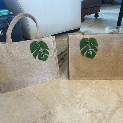 Palm Leaf Name Tag Monstera Name Tag for Bags Tropical - Etsy