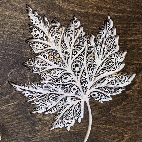 Maple Leaf – 3D Laser Cut Wall Art SVG | Intricate Botanical Leaf ...