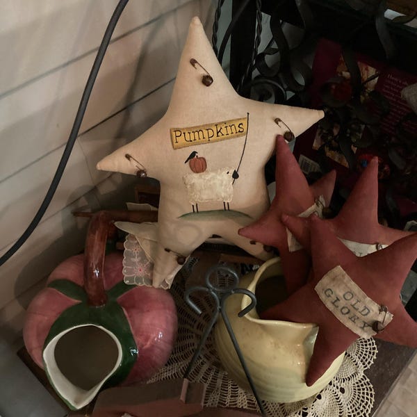 Set of 3 Primitive Grungy Sunflower Pokes Fall Florals Primitive Fall ...