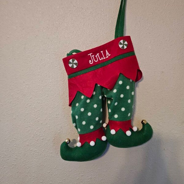 Personalized Christmas Stocking - Elf Pants Stocking - Embroidered ...
