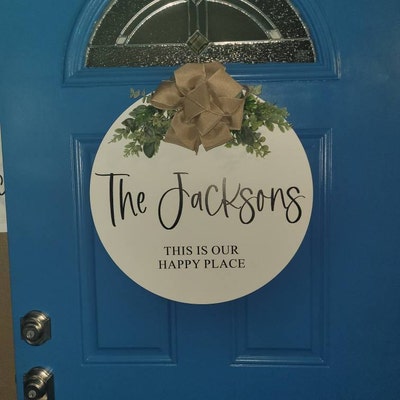 Front Door Decor Last Name Wreath Family Name Sign Door Hanger Door ...