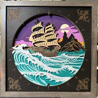 River, Lake and Waterfall Water Shadow Box Bundle, 3D SVG Shadowbox 3 ...