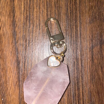 Natural Freshwater Pearls Keychain Rose Quartz Druzy Agate Crystal ...