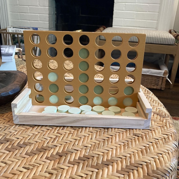 Wooden 4 in a Row Game- Aesthetic Board Games-neutral Coffee Table ...