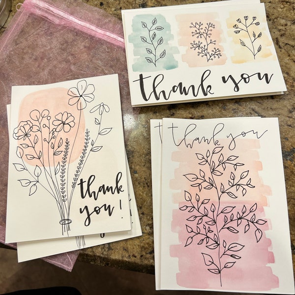 Hand-made Water Color Thank You Card - Etsy