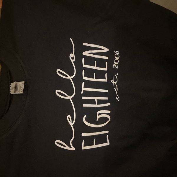 Hello Eighteen Est 2006 Sweatshirt, 18th Birthday Sweatshirt, Birthday ...