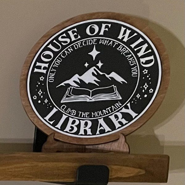 House of Wind Library Acotar Bookshelf Sign Wooden Shelf Sitter With ...