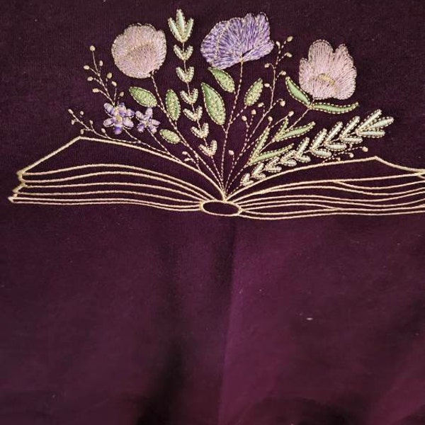 Floral Book Embroidery Design, 4 Sizes, Instant Download - Etsy