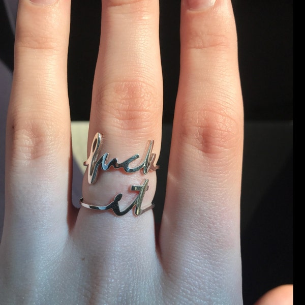 Milf MATURE Ring, Stackable Sterling Silver Word Ring, Gold Dipped MILF ...