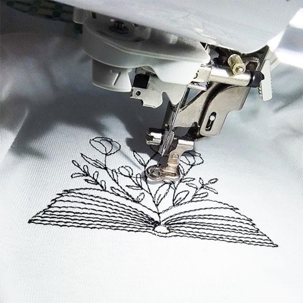 Floral Book Embroidery Design, 17 Sizes, Book Lover Machine Embroidery ...