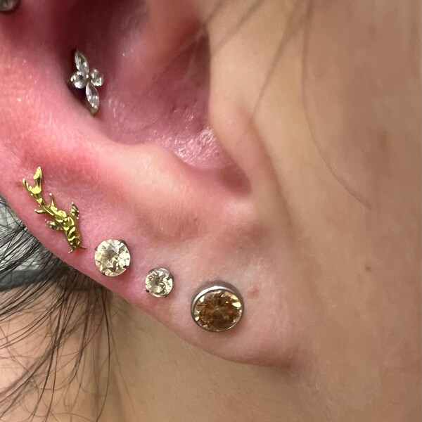 ASTM F136 Titanium Conch Hoop, Four Layer Stacked Conch Earring, Gold ...