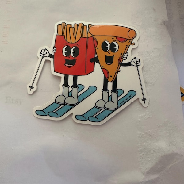 Pizza French Fry Ski Sticker | Funny Beginner Skier | Gift for Skier ...
