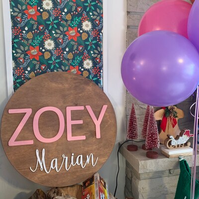 Round Circle 3d Wood Name Sign Room Nursery Name Sign Decor - Etsy