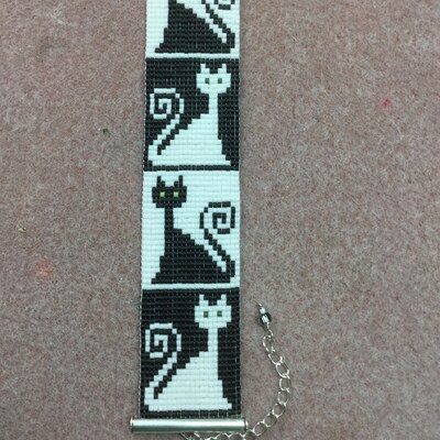 Bead Loom Pattern Cute Cats LOOM Bracelet Cuff PDF Pattern Instant ...