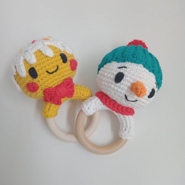 3IN1 Baby Rattles Crochet Patterns for Christmas Tree: Snowman, Santa ...