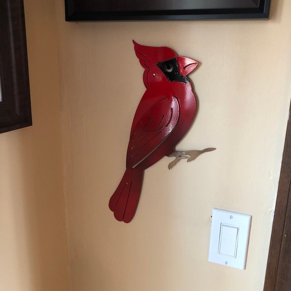 Metal Hanging Cardinal, Cardinal Garden Decor/ Metal Cardinal for ...