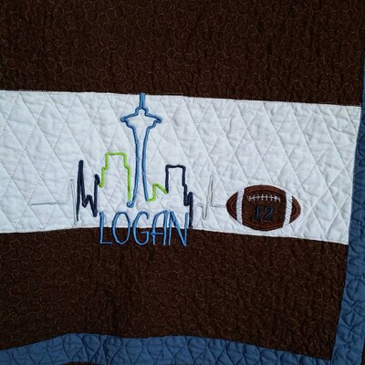 Seattle Heartbeat Football Machine Applique Embroidery Design 5x7 ...