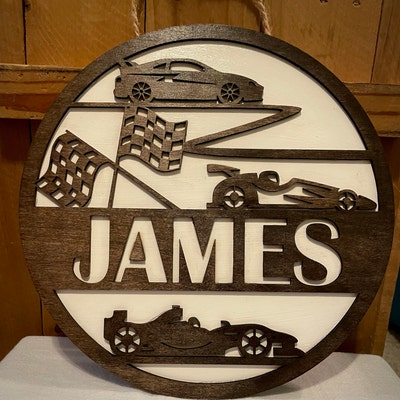 Racing Car Name Sign, SVG, Vehicle Themed Door or Wall Hanger, Laser ...