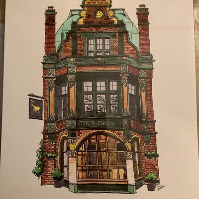 Loose Ink & Watercolour House Illustration Travel Print - Etsy