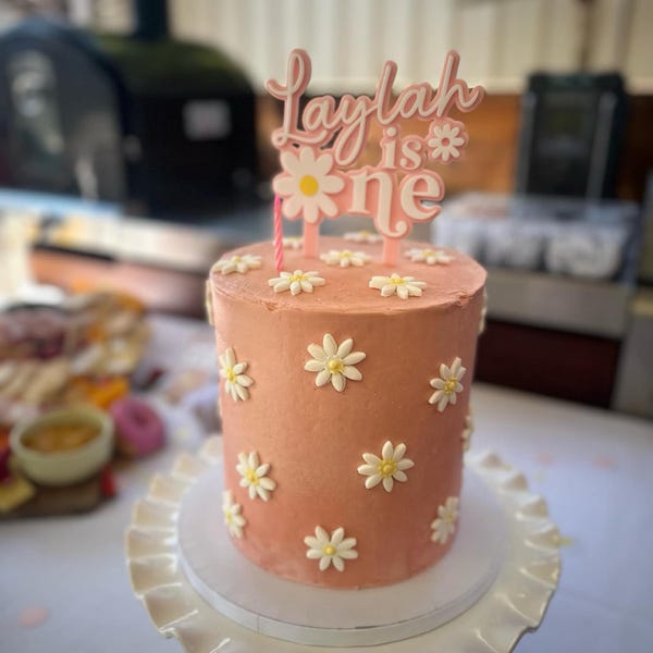 CUSTOM Pink Daisy One Cake Topper - First Birthday Cake Topper - One ...