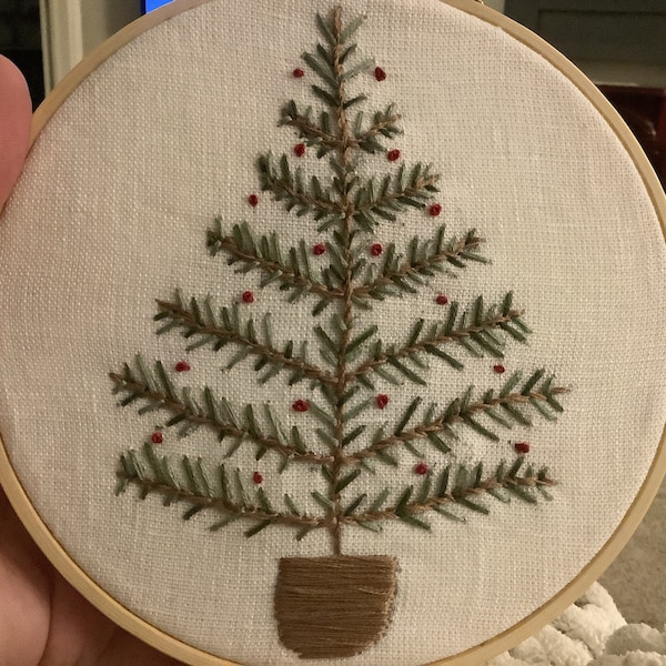 Modern Christmas Tree Embroidery Pattern PDF | Easy Hand Embroidery ...