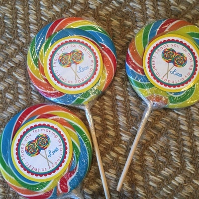 Personalized Lollipop Stickers, Sweet Shop Lollipop, PRIMARY COLORS ...