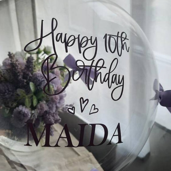 Personalized Balloon Vinyl DECAL, Birthday Balloon Custom Name Decal ...