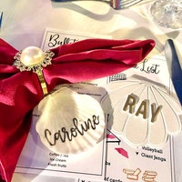 NAVY Seashells / Wedding Personalized Shells Table Name Plates Place ...