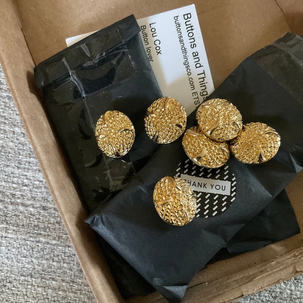 Metal Buttons Gold Tone Textured Design 18mm a Set of 6 - Etsy