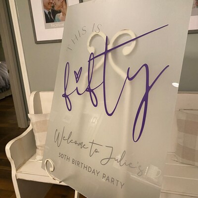 50th Birthday Party Welcome Sign, This is Fifty, Minimalist, 100% ...