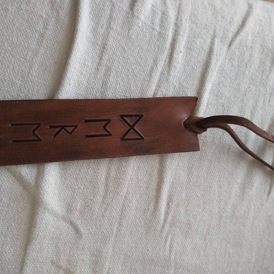 Personalized Runic Leather Bookmark - Etsy