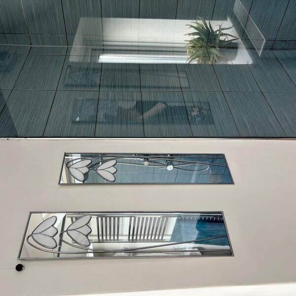 Art Deco Chicago Large Mirror Over Mantel Stained Glass Style 91x61cm ...