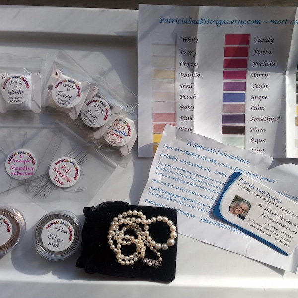 Pearl Stringing Kit: Learn to Knot With Serafil Thread, Needles, French ...