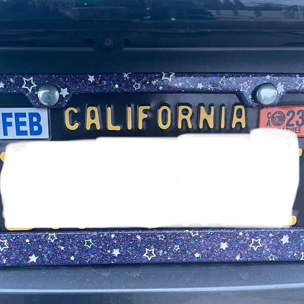 Glow in the Dark Glitter Resin License Plate With Stars. - Etsy