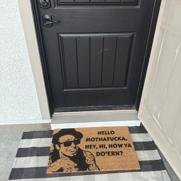 Rap Doormat, Welcome Mat, Funny Doormat, Hello Mothafucka, Hey, Hi, How ...