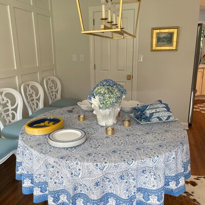 Floral Indian Indigo Blue Hand Block Printed Cotton Table - Etsy