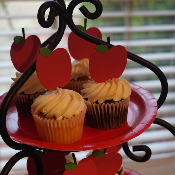 Apple Cupcake Toppers: Apple Birthday Party Decor (set of 12) - Etsy