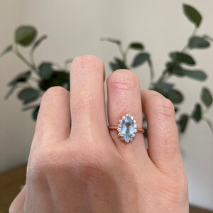 Cluster ring cluster engagement ring aquamarine ring | Etsy