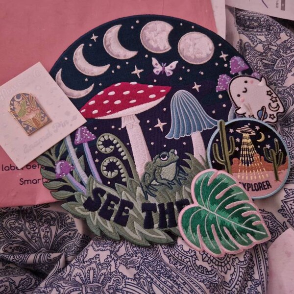 See the Magic Nature XL Back Patch - Frog, Mushroom, Moon Phases ...