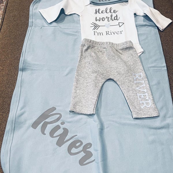 Newborn Baby Girl Name Outfit, Custom Baby Shower Gift, Personalized ...
