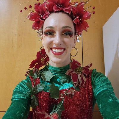Halo Christmas Headpiece With White Glitter Poinsettias, Gems, White ...