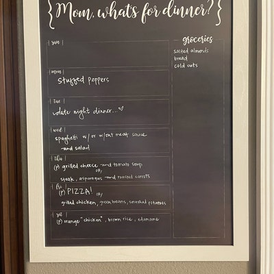 Meal Planner Framed Weekly Menu Board Dry Erase Wall Hanging Menu 1859 ...