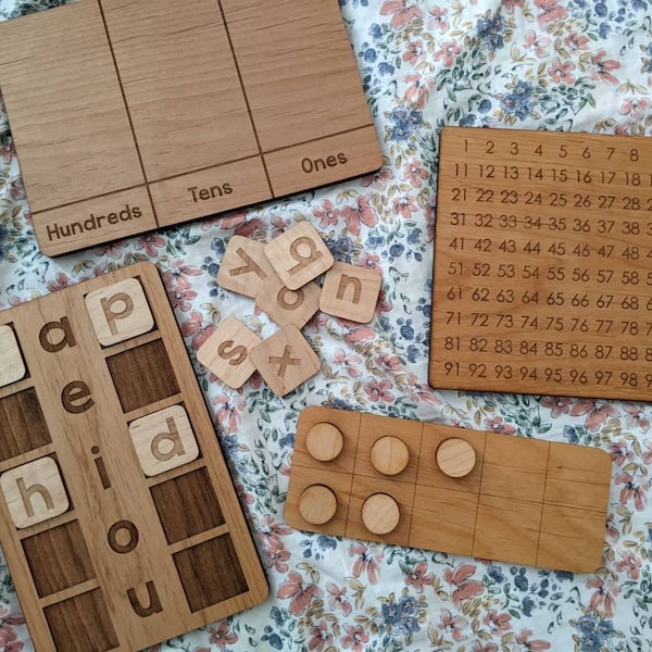 Wood Number Board 1 - 100 - 6" X 6" - Counting Manipulative - Math Tool ...