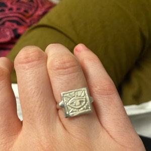 Evil Eye Square Ring Vintage Style Silver Ring - Etsy