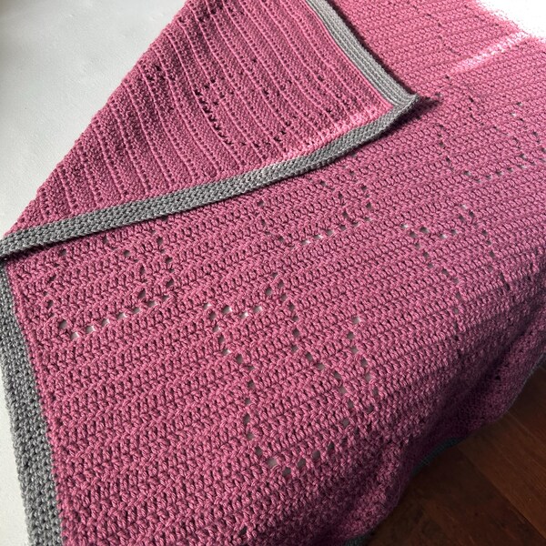 Filet Crochet Blanket Pattern Cancer Awareness Ribbon Blanket Crochet ...