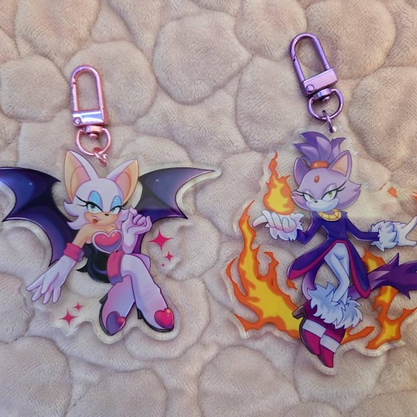 Sonic Characters Acrylic Keychains, 3.5" (8.9cm) Shadow, Rouge ...