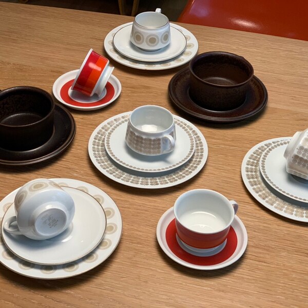 Vintage, Gustavsberg "prunus" Nine (9) Saucers 12 Cm/5"/designed by ...