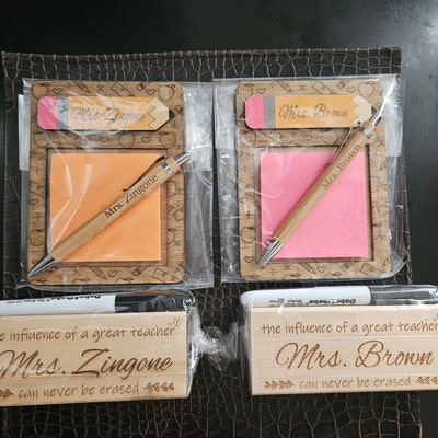 Teacher Gift Custom Post It Note Holder With Pen And/or Custom White ...